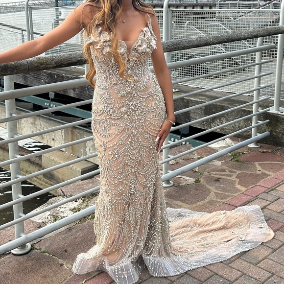 Dresses | Elegant Beaded Rhinestone Prom Gown | Poshmark